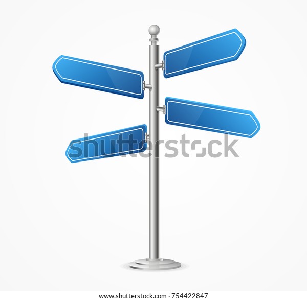 Realistic 3d Detailed Direction Road Signs Stock Vector (Royalty Free ...