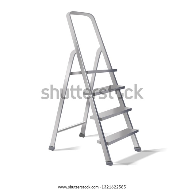 Realistic 3d Detailed Metallic Step Ladder Stock Vector (Royalty Free ...