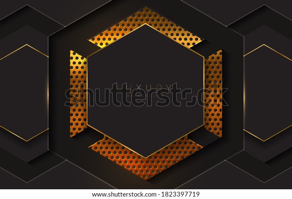 Realistic 3d Futuristic Frame Background Gold Stock Vector (Royalty ...