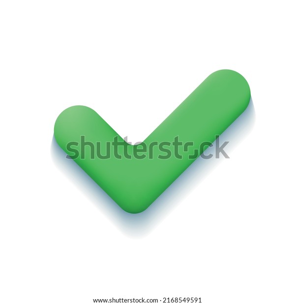 Realistic 3d Green Check Mark Icon Stock-vektor (royaltyfri) 2168549591 ...