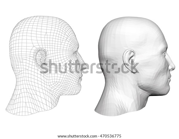 Realistic 3d Man Head Polygonal Skin Stock Vector (Royalty Free) 470536775