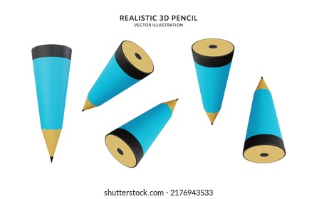Realistic 3d Pencil Vector Object Illustration Stock Vector (Royalty ...
