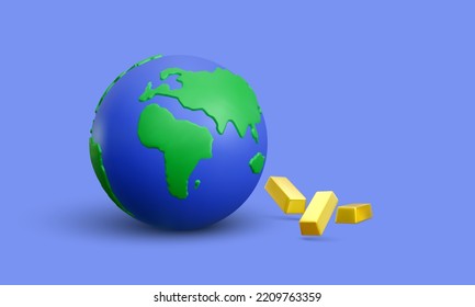 Realistic 3d Planet Earth Gold Bars Stock Vector (Royalty Free ...