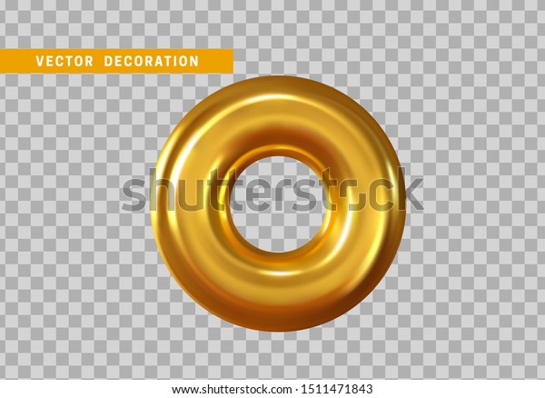 Realistic 3d Shape Torus Golden Donut Stock Vector (Royalty Free ...
