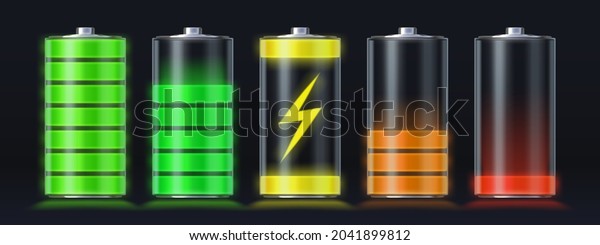 Realistic Battery Charging Empty Full Energy Stock Vector (Royalty Free ...