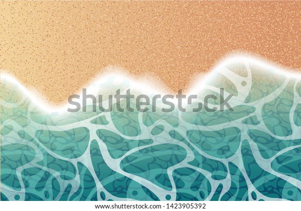 Realistic Beach Background Sand Sea Waves Stock Vector (Royalty Free ...
