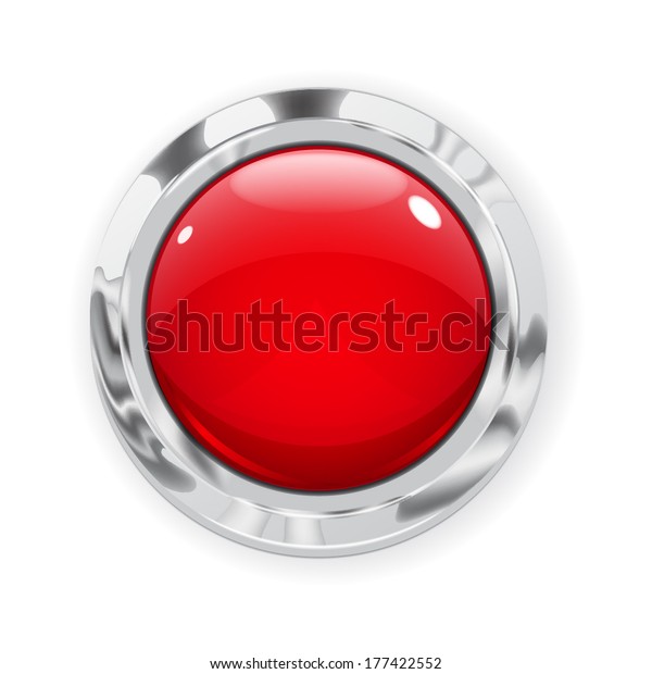 Realistic Big Red Button Glass Metallic Stock Vector (Royalty Free ...