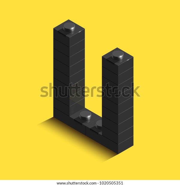 Realistic Black 3d Isometric Letter U Stock Vector (Royalty Free ...