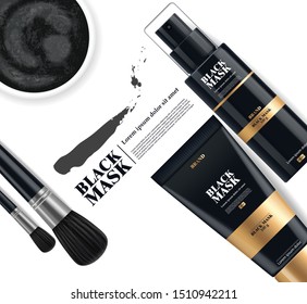 Realistic Black Mask Black 3d Package Stock Vector (Royalty Free ...
