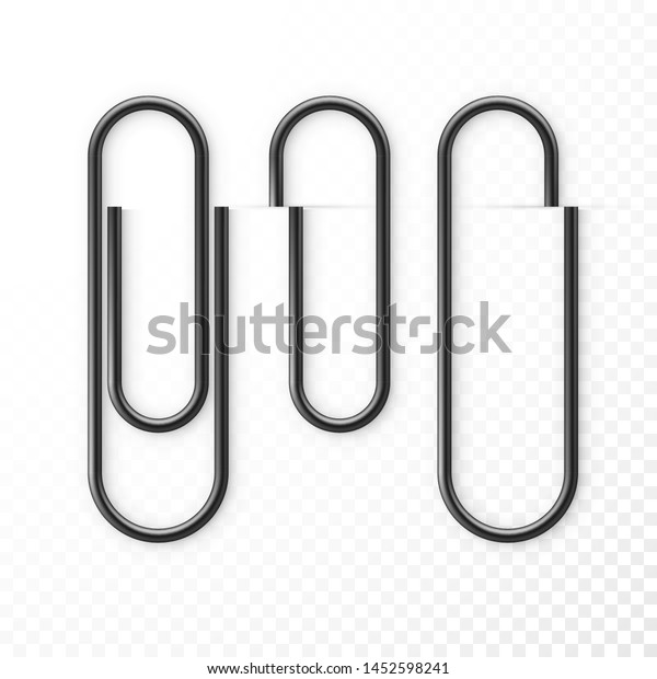 Realistic Black Paper Clip Attachment Set with shadow. Attach file ...