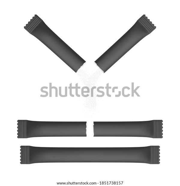 Realistic Black Paper Sachet Bag Torn Stock Vector (Royalty Free ...