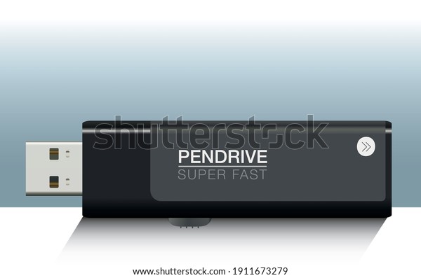 Realistic Black Pendrive Made Vectors Front Stock Vector (Royalty Free ...