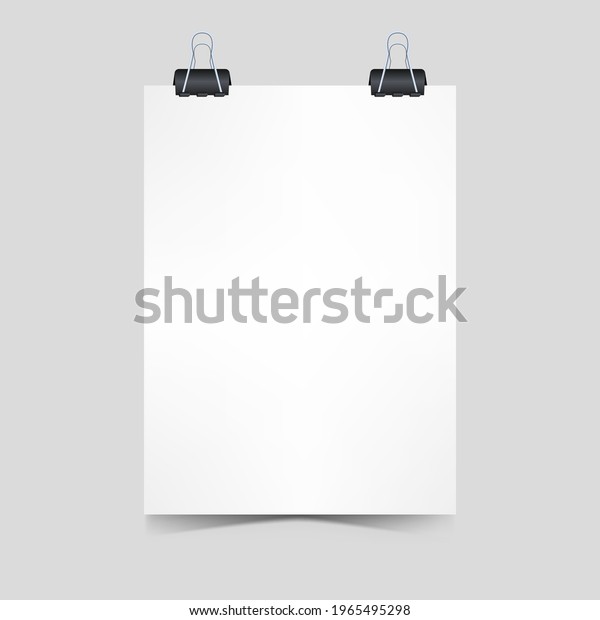 Realistic Blank Paper Clip Paper Poster Stock Vector (Royalty Free ...