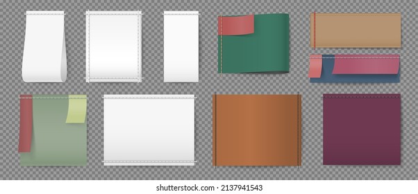 Realistic Blank White Colored Labels Apparel Stock Vector (Royalty Free ...