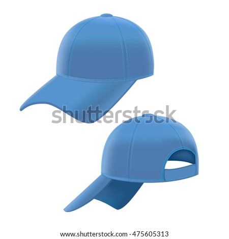 Realistic Blue Baseball Cap Template Set Stock Vector (Royalty Free ...