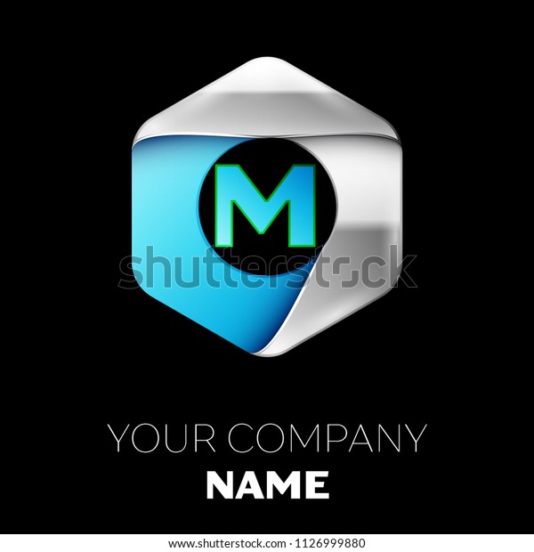 Realistic Blue Letter M Logo Symbol Stock Vector (Royalty Free) 1126999880