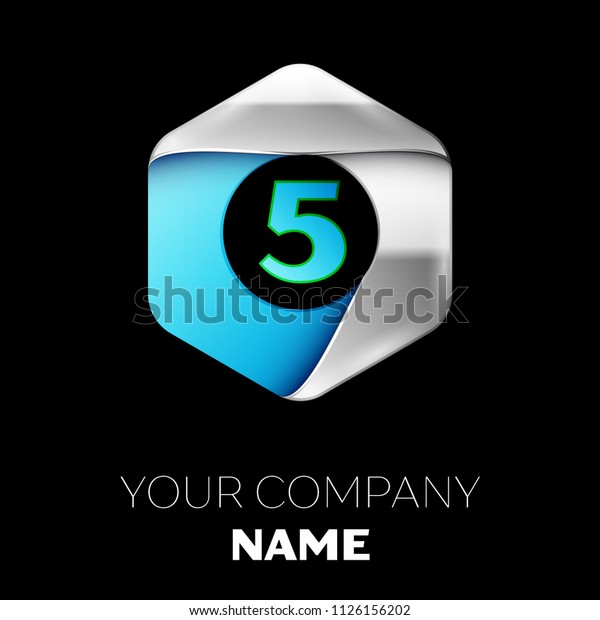 Realistic Blue Number Five Logo Symbol Stock Vector (Royalty Free ...