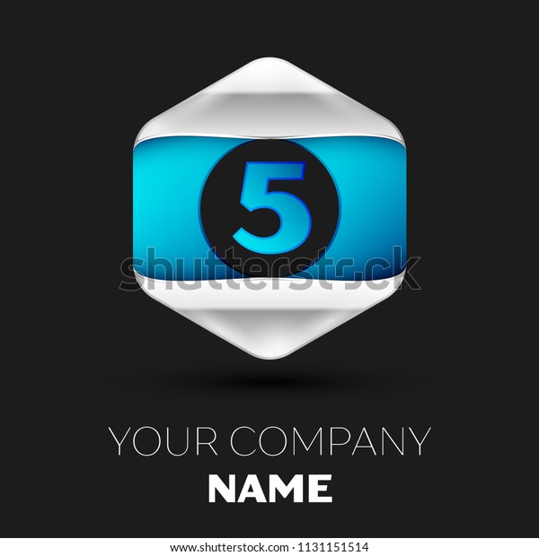 Realistic Blue Number Five Logo Symbol: vector de stock (libre de ...