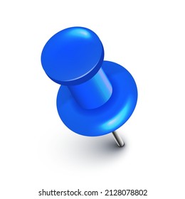 Realistic Blue Push Pin Board Tack Stock Vector (Royalty Free ...