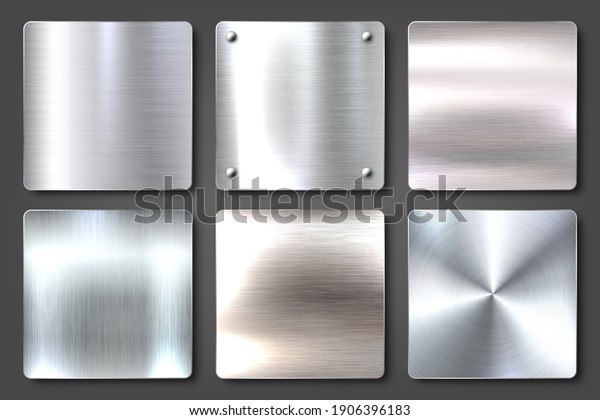 Realistic Brushed Metal Textures Set Polished Stock Vector (Royalty ...