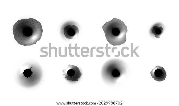 Realistic Bullet Holes Set Vector Illustration Stock Vector (Royalty ...