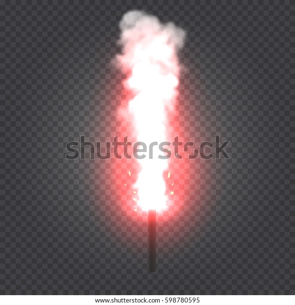 Realistic Burning Red Flare Smoke Sparkles Stock Vector (Royalty Free ...