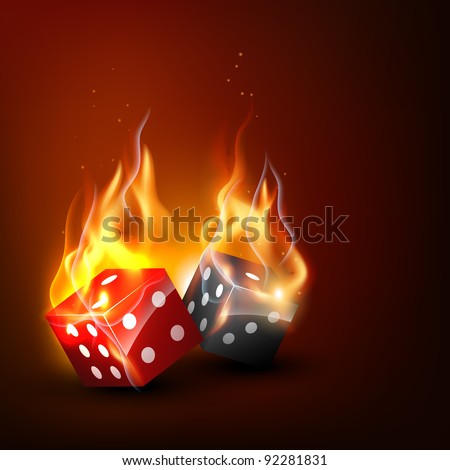 Realistic Burning Vector Dice Illustration Stock Vector (Royalty Free ...