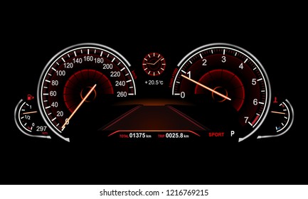Realistic Car Dashboard Stock Vector (Royalty Free) 1222464952