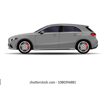 Realistic Car Hatchback Side View Stock Vector (Royalty Free ...
