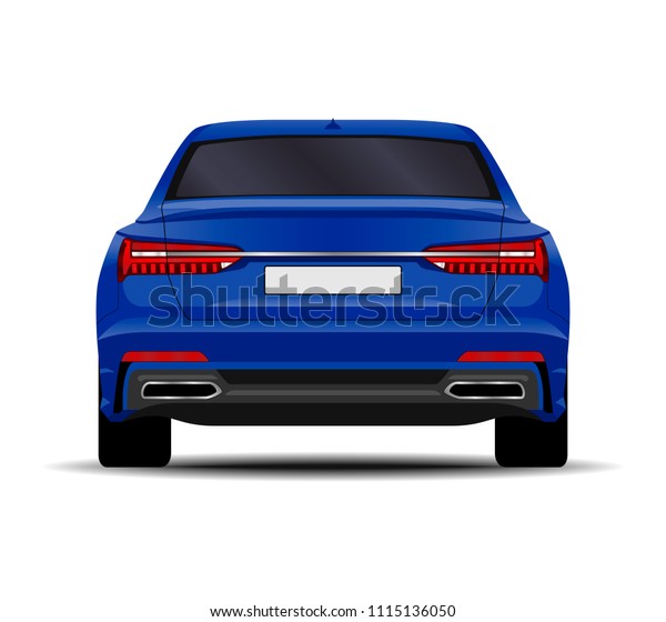 Realistic Car Sedan Back View Stock Vector (Royalty Free) 1115136050 ...