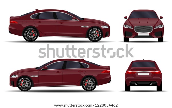 Realistic Car Sedan Front View Side Stock Vector (Royalty Free ...
