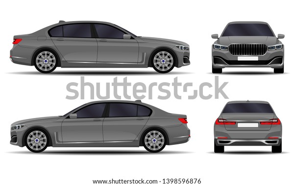 Realistic Car Sedan Front View Side Stock Vector (Royalty Free ...