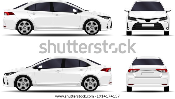 Realistic Car Sedan Front View Side: เวกเตอร์สต็อก (ปลอดค่าลิขสิทธิ์ ...
