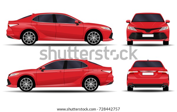 Realistic Car Sedan Front View Side Stock Vector (Royalty Free ...