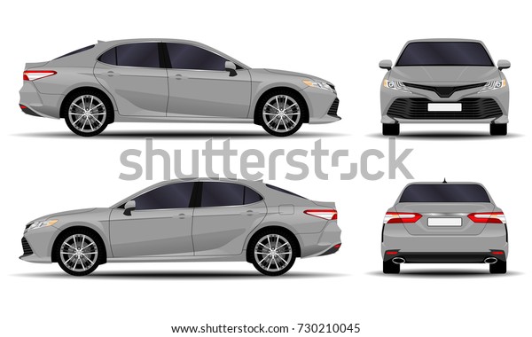 Realistic Car Sedan Front View Side Stock Vector (Royalty Free ...