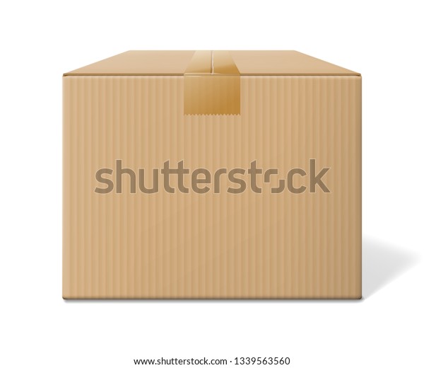 Realistic Cardboard Box Closed Side View Stock Vector (Royalty Free ...