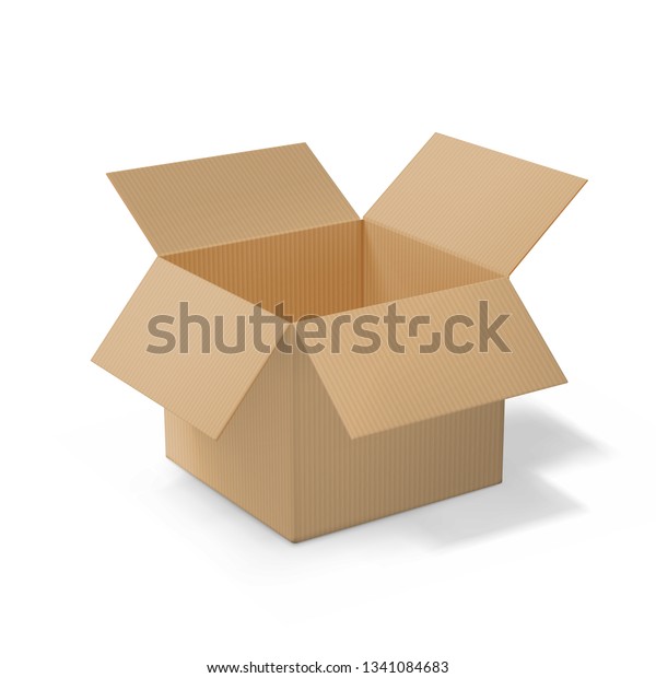 Realistic Cardboard Open Box Side View Stock Vector (Royalty Free ...