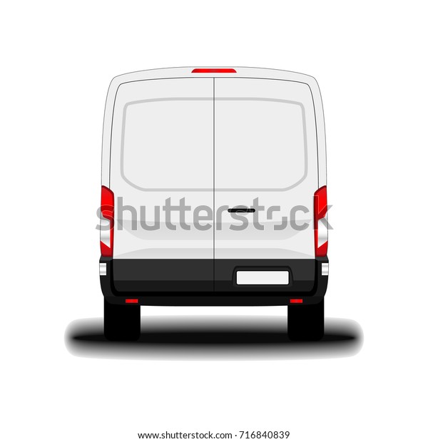 Realistic Cargo Van Back View: vector de stock (libre de regalías ...
