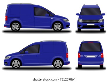 Realistic Cargo Van Front View Side Stock Vector (Royalty Free ...