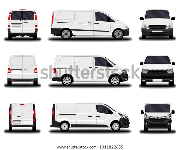 Realistic Cargo Vans Front View Side Stock Vector (Royalty Free) 1011822655