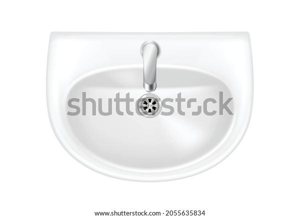 Realistic Ceramic Sink Top View Washbasin Stock Vector (Royalty Free ...