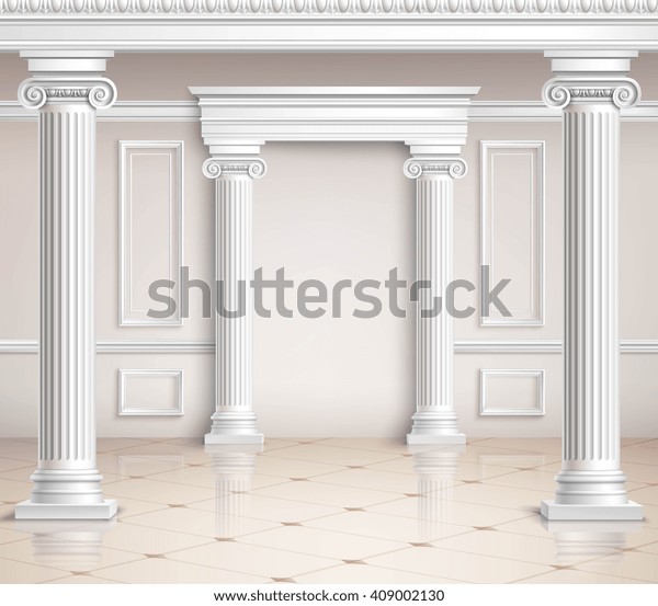 Realistic Classic Hall Interior Design Vector Stock Vector (Royalty ...
