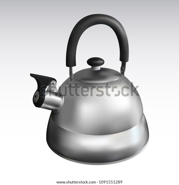 Realistic Classic Metal Kettle Vector Illustration Stock Vector ...