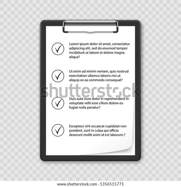 Realistic Clipboard Checklist Stock Vector (Royalty Free) 1356515771 ...