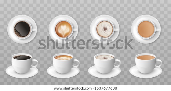 Realistic Coffee Cup Set Different Color Stock Vector (Royalty Free ...
