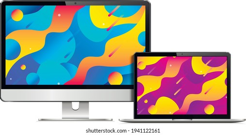 Realistic Computer Screen Laptop Color Gradient Stock Vector (Royalty ...