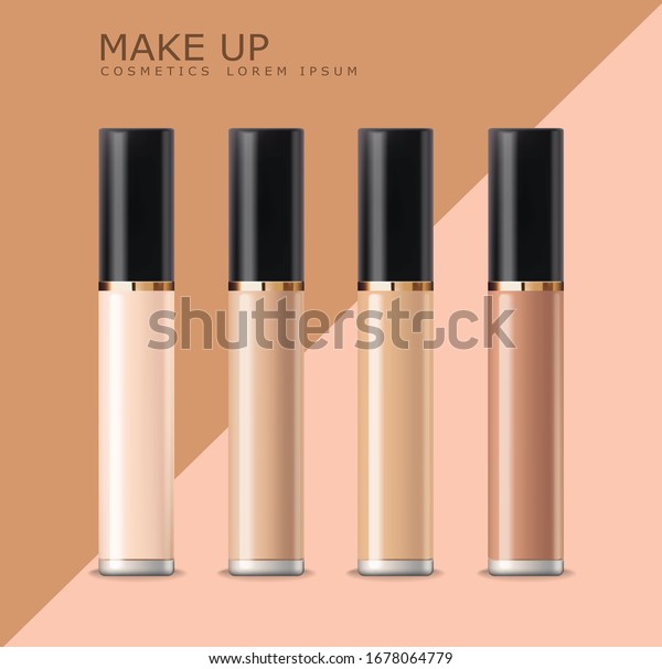 Realistic Concealer Bottle Packaging Mockup Make Stock Vector (Royalty ...