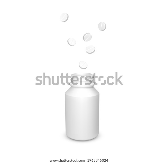 Realistic Container Scattered Tablets White Drug Stock Vector (Royalty ...