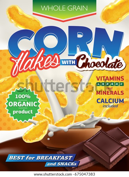 Realistic Corn Flakes Ad Illustration Big Stock Vector (Royalty Free ...