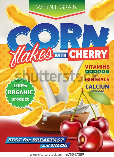 Realistic Corn Flakes Ad Illustration Big Stock Vector (Royalty Free ...